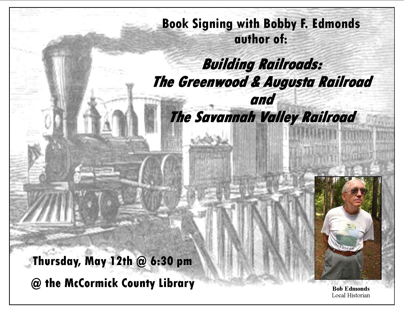 Bob Edmonds Book Signing – May 12th, 2016 | McCormick County Library